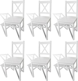vidaXL Jídelní židle 6 ks borové dřevo [271498] Barva: Bílá