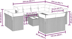 12dílná zahradní sedací souprava s poduškami černá polyratan 3250355