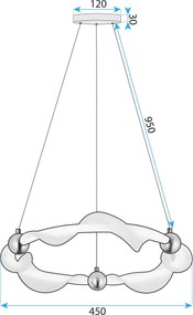Toolight Toolight, LED závěsné osvětlení 45cm, 29W, 2500lm, 4000K, G010-CP, zlatá-bílá, OSW-06317