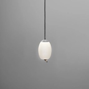 Designové skleněné svítidlo Knot Uovo Dekor: Bílé sklo matné / Nerezový reflektor, Průměr: 180 mm