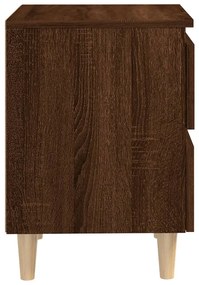 Noční stolek masivní dřevěné nohy hnědý dub 40 x 35 x 50 cm - Default Title