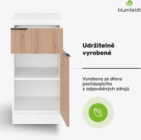 Blumfeldt WoodVista skříňka se zásuvkami, Robustní MDF pracovní deska, Soft-Close panty, Hliníkové úchyty