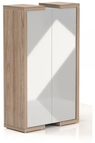 Vysoká šatní skříň Lineart 111,2 x 50 x 187,6 cm / Jilm světlý a bílá