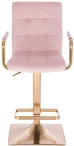 LuxuryForm Barová židle VERONA GOLD VELUR na zlaté hranaté základně - růžová
