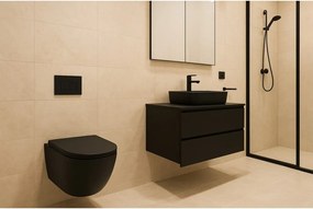 Závěsný set GEBERIT Duofix Basic+ WC LENA Rimless 48 x 36 cm + pomalu padající deska Slim, černá, 3322XX85+39100185