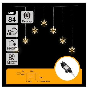 Aigostar - LED Venkovní vánoční řetěz 84xLED/230V 1,2x1m IP44 teplá bílá vločky