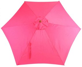 Slunečník Florida Ø 3m - polyester/dřevo - růžová