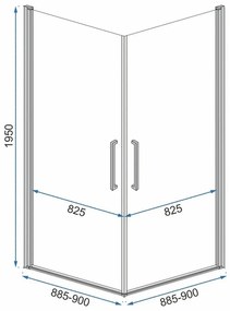 Rea Abra Matte, 2-křídlový sprchový kout 90 (dveře) x 90 (dveře) x 195 cm, 6mm čiré sklo, černý profil, REA-K5502
