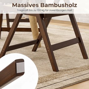 Costway Sada 2 ratanových skládacích židlí s bambusovým rámem kuchyňských židlí