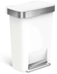 Simplehuman - Odpadkový koš 45 l, s kapsou na sáčky, nerez/bílá CW1387CB