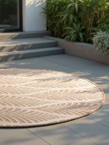 NORTHRUGS, Kusový koberec Duet Liora 106247 Beige/White kruh - na ven i na doma, 160x160 (průměr) kruh, béžová, chodba / předsíň