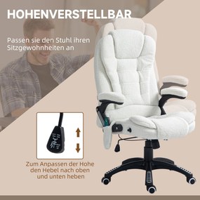 Kancelářská židle Vinsetto s vibračním masážním systémem, ergonomická židle s vyhříváním, sklápěcí funkce, výškově nastavitelná exekutivní židle s dá…