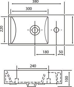 Sapho Sapho, MARGITHA keramické umyvadlo 38x22cm, otvor pro baterii vpravo, šedá, MGT3822GR