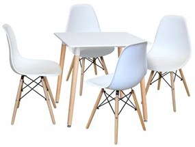 Jídelní set  pro 4 osoby, stůl 80x80 bílý + 4 židle UNO 4491