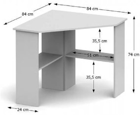 Kondela PC stůl, rohový, bílá, RONY NEW