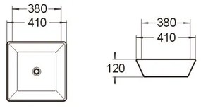 Mexen Pola, umyvadlo na desku 41 x 41 x 12 cm, černá matná, 22224185