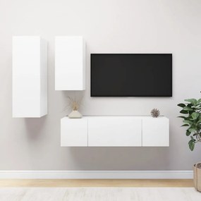 4dílný set TV skříněk bílý kompozitní dřevo 3078731