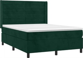 Box spring postel s matrací tmavě zelená 140x200 cm samet 3132744