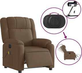 Elektrické masážní polohovací křeslo hnědé textil 3205194