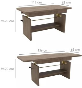 Konferenční stolek JANEK 2v1 | rozkládací 116-156 cm | dub trufla