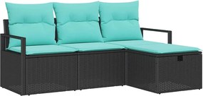 Set pohovek 4 ks 4-Počet míst Černá a tyrkysová polyratan 3359155