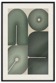 Plakát Zelené formy - abstraktní kompozice z šedozelených tvarů