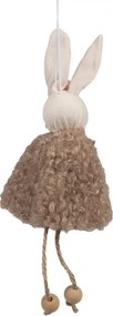 Závěsný velikonoční králíček s hnědými šaty Magiccal - 8*3*16 cm