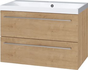 Mereo, Mereo Bino, koupelnová skříňka s umyvadlem z litého mramoru 81 cm, dub Arlington, MER-CN621M