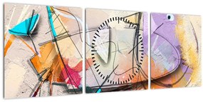 Obraz - Abstrakce, ptáček (s hodinami) (90x30 cm)