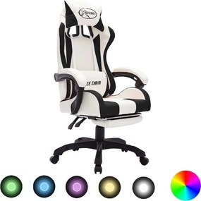 vidaXL Herní židle s RGB LED podsvícením černo- umělá kůže [288009] Barva: Šedá a černá