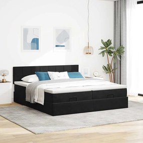 Osmanský rám postele s matrací černý 200x200cm samet 3312931