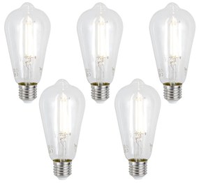 Sada 5 chytrých stmívatelných LED žárovek E27 ST64 čirá 7W 806 lm 2700-6500K Zigbee