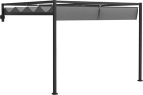 Outsunny Pergola Zahradní Altán 3x4m s Odkrytelnou Střechou a Odvodňovacími Otvory, Zahradní Pergola z Oceli a Polyesteru s Kolíky a Šrouby, Tmavě Šed
