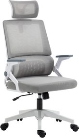 Ergonomická kancelářská židle Vinsetto s nastavitelnou opěrkou hlavy a područkami, výškově nastavitelnou otočnou židlí s funkcí houpání a síťovanou b…