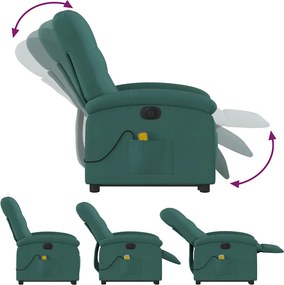 Elektrické zvedací masážní polohovací křeslo zelené textil 3204134