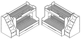 Dětská patrová postel s rozšířeným spodním lůžkem a šuplíkem SEGAN bílo-šedá - 200x90/120 cm