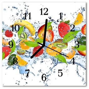 Nástěnné hodiny obrazové na skle - Mix ovoce ve vodě