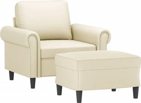 Křeslo s podnožkou krémové 60 cm umělá kůže 3201201