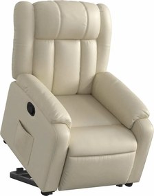 Zvedací polohovací křeslo krémové umělá kůže 3205265