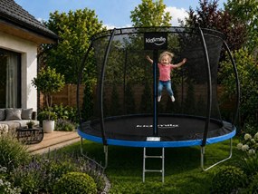 TRENDIE Trampolína s vnitřní sítí 312 cm modrá + žebřík