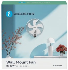 Aigostar -  Nástěnný ventilátor 45W/230V bílá + DO
