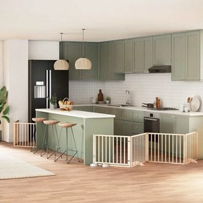Zábrana pro psy s dvířky skládací 10 panelů 800 cm topol 3155555