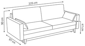Pohovka MARINA | 225 cm | rozkládací + úložný prostor | VÝBĚR TKANIN