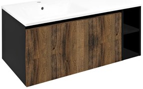 Sapho Sapho, LOREA skříňka s umyvadlem 101x46x51, 5cm (80+20cm), levá, dub collingwood/černá matná, LE080-1935-L-03