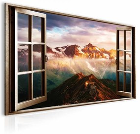Malvis ® Obraz okno rakouské Alpy Velikost (šířka x výška): 60x40 cm