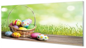 akrylový obraz Basket vejce louka 120x60 cm
