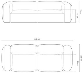 Micadoni Sametová pohovka Martina 240 cm