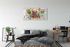 akrylový obraz Vajíčko dort květiny 125x50 cm