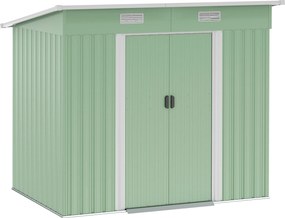 Zahradní kůlna Outsunny z kovu 2,3 m² 207 x 130 x 182 cm - pultová střecha, okno, skládací dveře, odolná kůlna do zahrady | Aosom