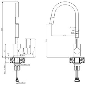 Kuchyňský nerezový dřez QUADRON LUKE 110 s ohebnou baterií a příslušenstvím 58x45x20 cm